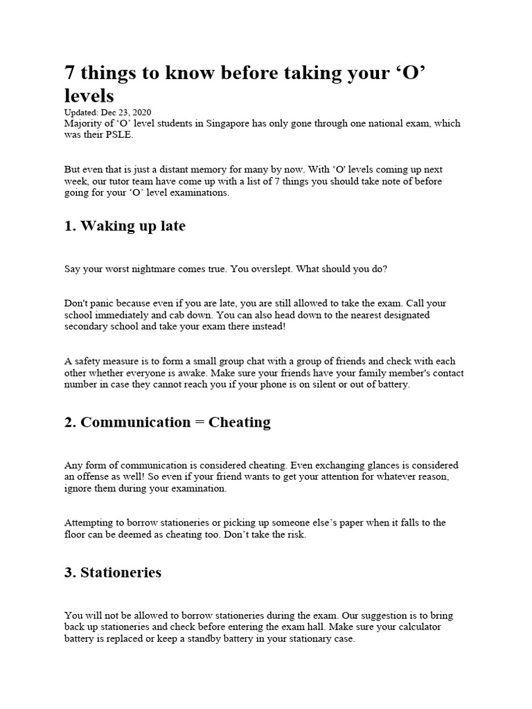 7 Things To Know Before Taking Your Exams | PDF