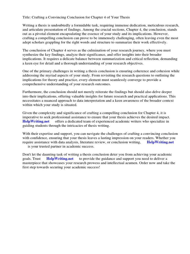 Chapter 4 Thesis Sample Conclusion | PDF | Essays | Thesis