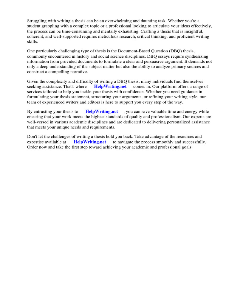 DBQ Thesis Generator | PDF