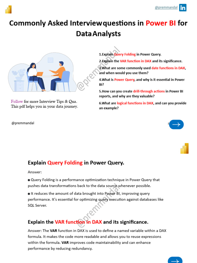 Commonly Asked Power Bi Interview Question | Download Free PDF | Data ...