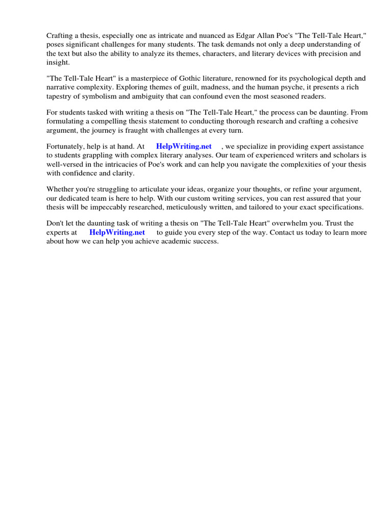 Tell Tale Heart Thesis Example | PDF