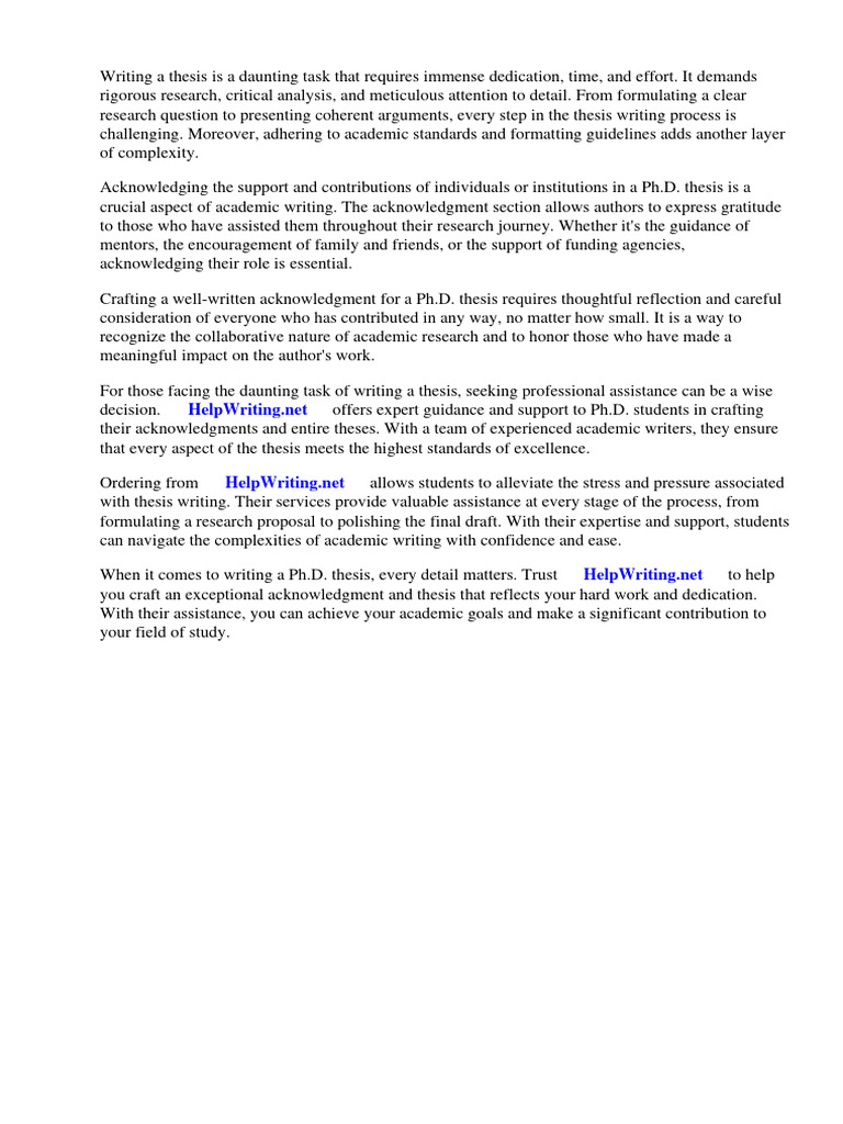 Example of Acknowledgement For PHD Thesis | PDF | Thesis