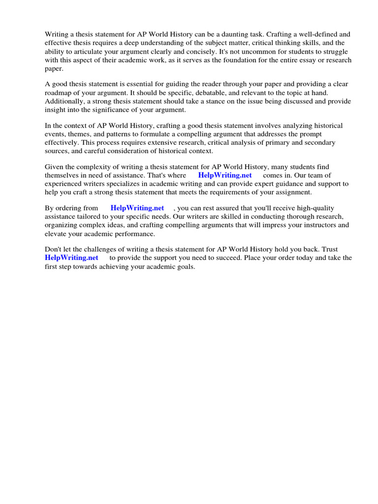 How To Write A Good Thesis Statement For AP World History | Download ...