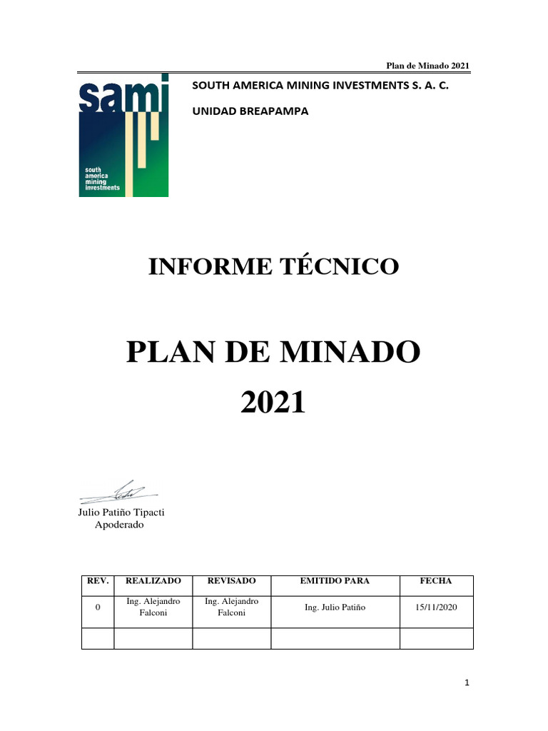 Plan de Minado 2021 | PDF | Minería | Oro