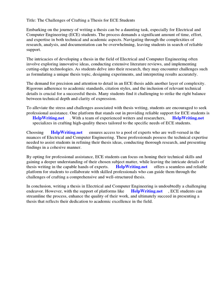 Thesis Ideas For Ece Students | PDF