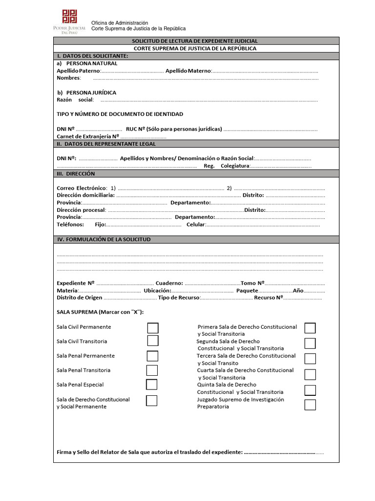 Formato Solicitud Lectura Expediente Judicial Anexo 3 | PDF