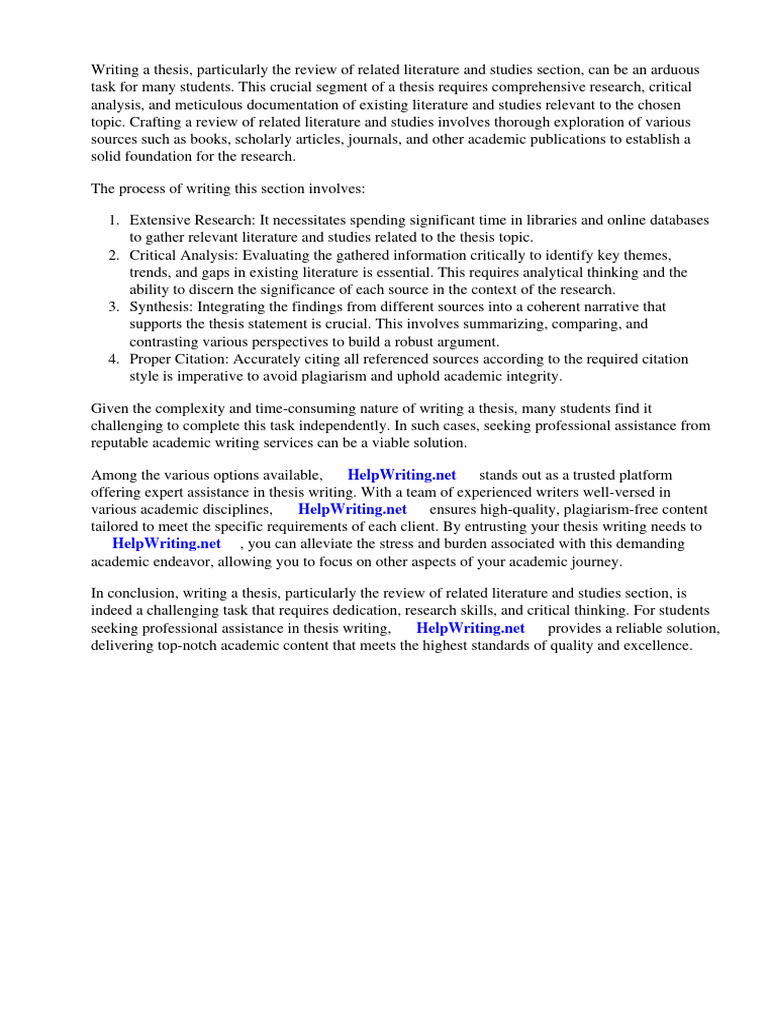 Review of Related Literature and Studies Thesis | PDF