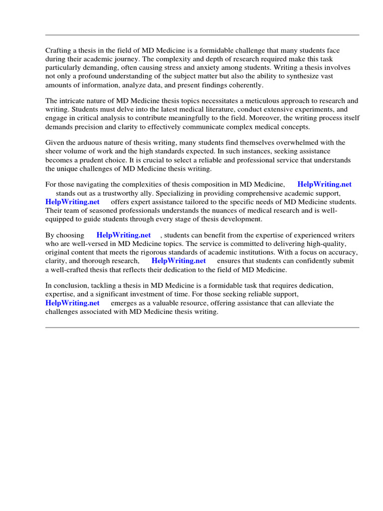 Thesis in MD Medicine | PDF | Thesis | Public Health