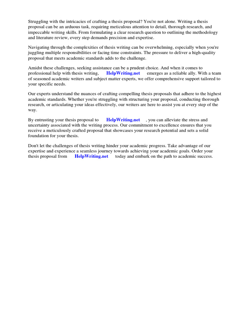 Tu Thesis Proposal Sample | PDF