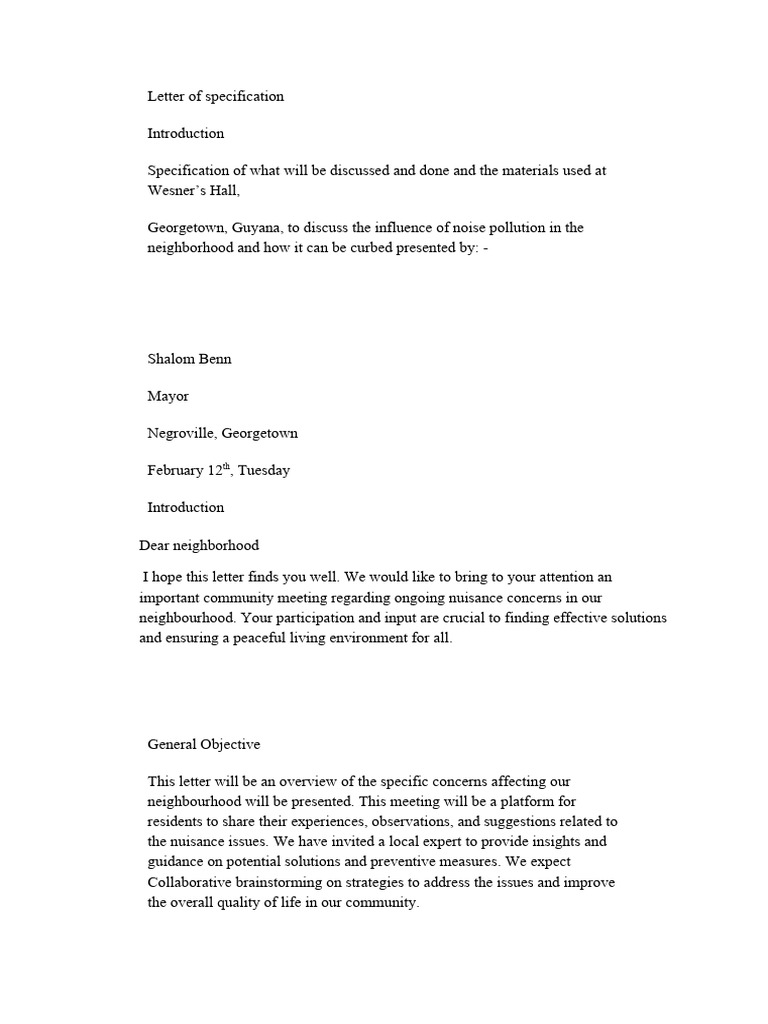 Letter of Specification | PDF