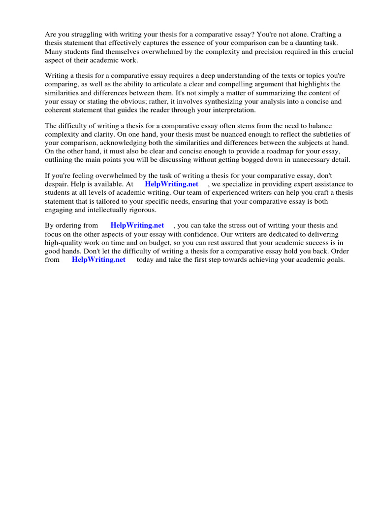 How To Write A Thesis For A Comparative Essay | PDF | Essays | Thesis