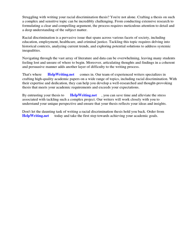 Racial Discrimination Thesis | PDF | Discrimination | Race (Human ...