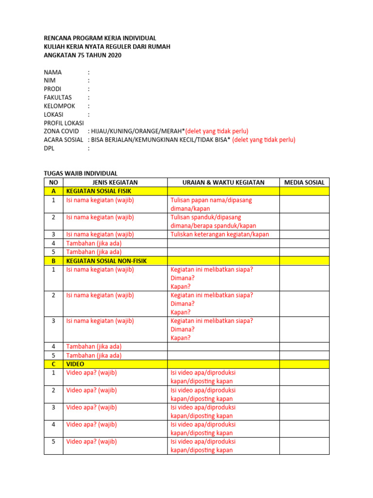 Program Kerja KKN Individual | PDF