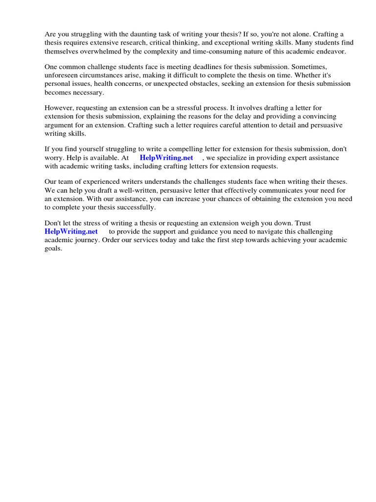 Letter For Extension For Thesis Submission | Download Free PDF | Thesis ...