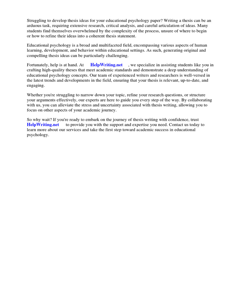 Thesis Ideas for Educational Psychology | PDF | Thesis | Psychology