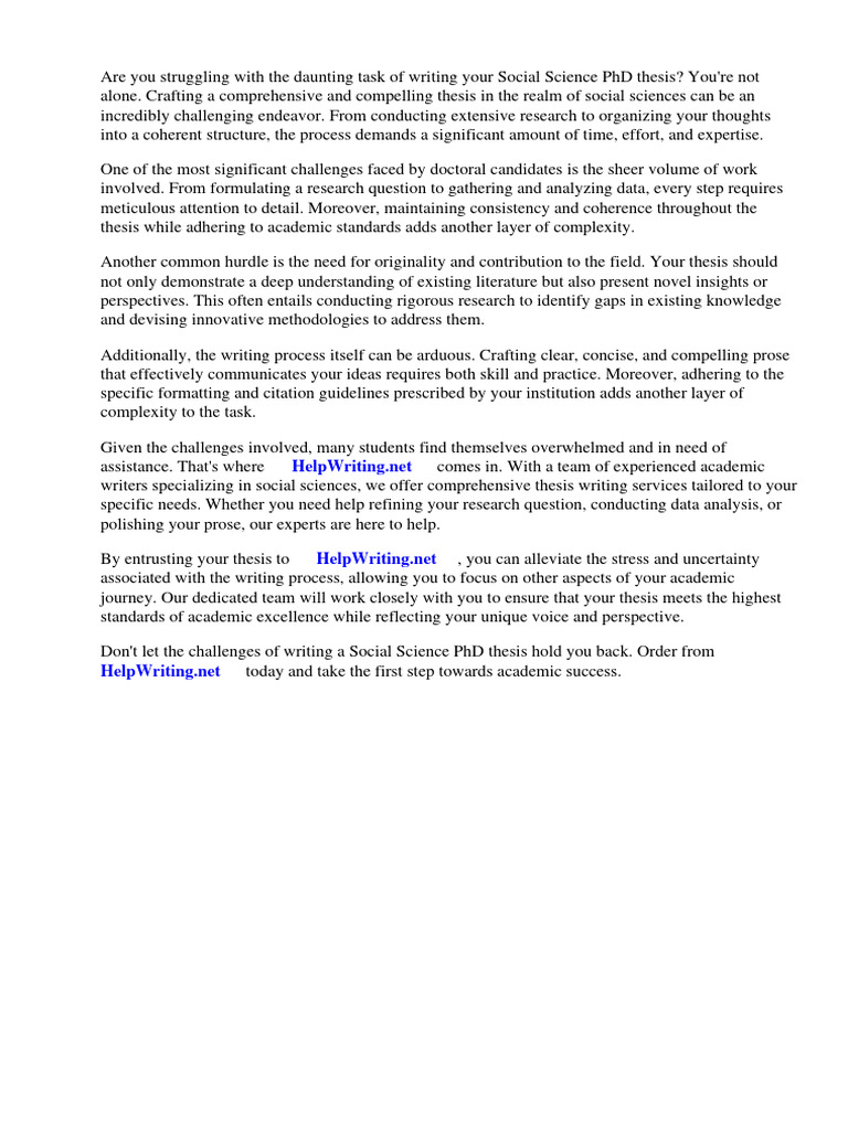 How To Write A Social Science PHD Thesis | PDF