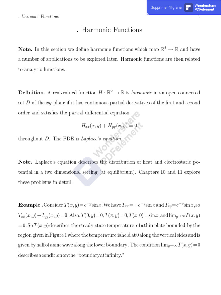 Lecture 6 Harmonic Function | PDF