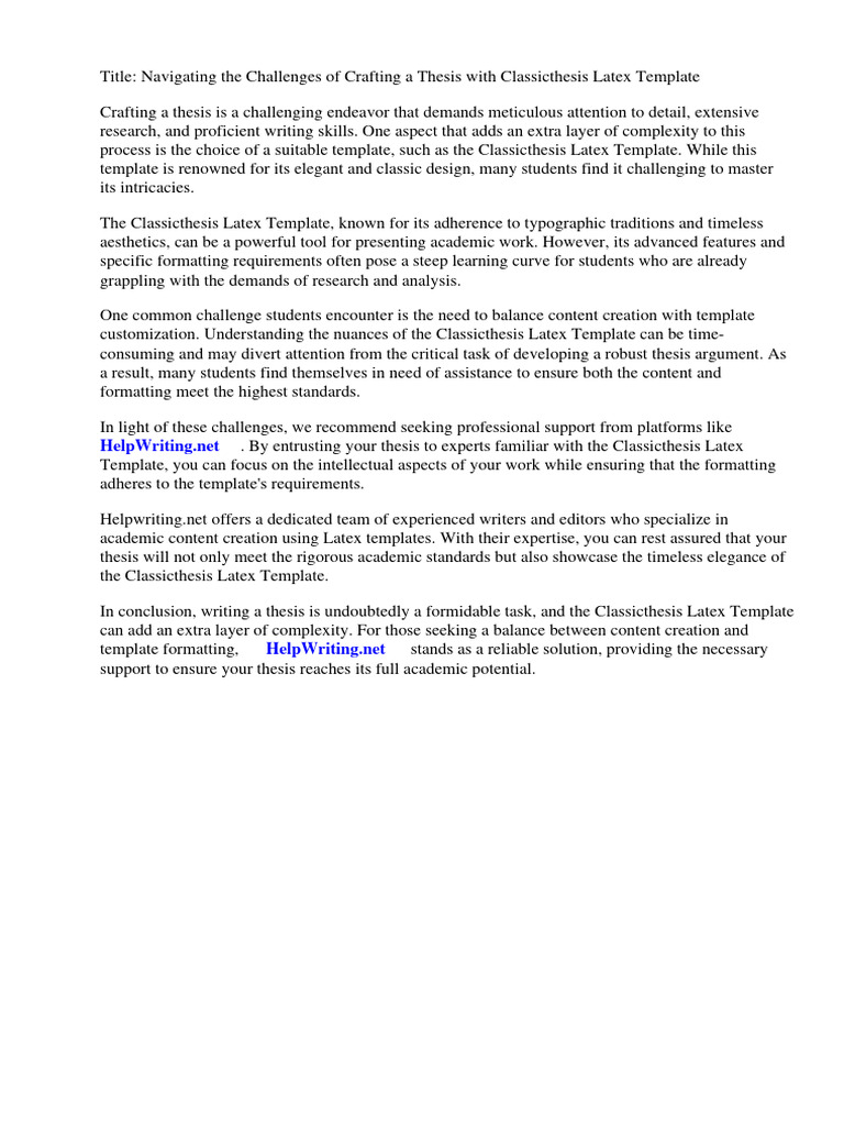 Classicthesis Latex Template | PDF