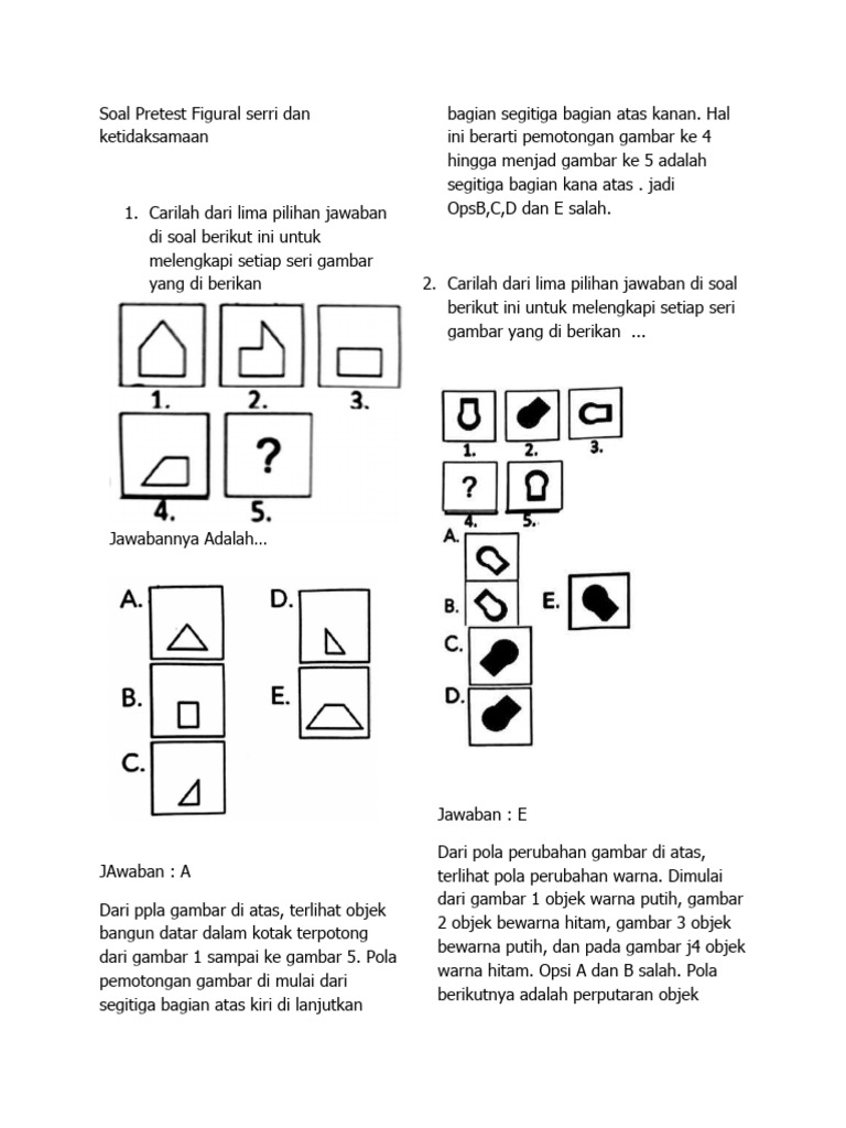 Soal Pretest Figural Seti-1 | PDF