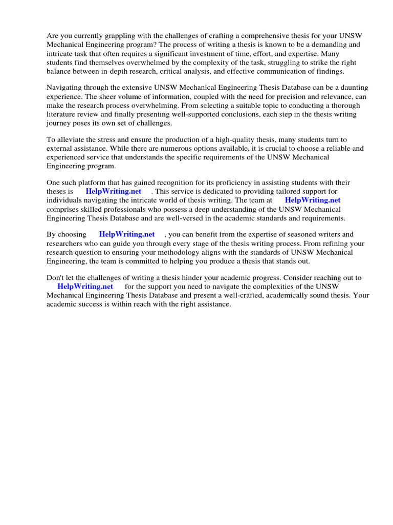 Unsw Mechanical Engineering Thesis Database | PDF | Thesis | Nozzle