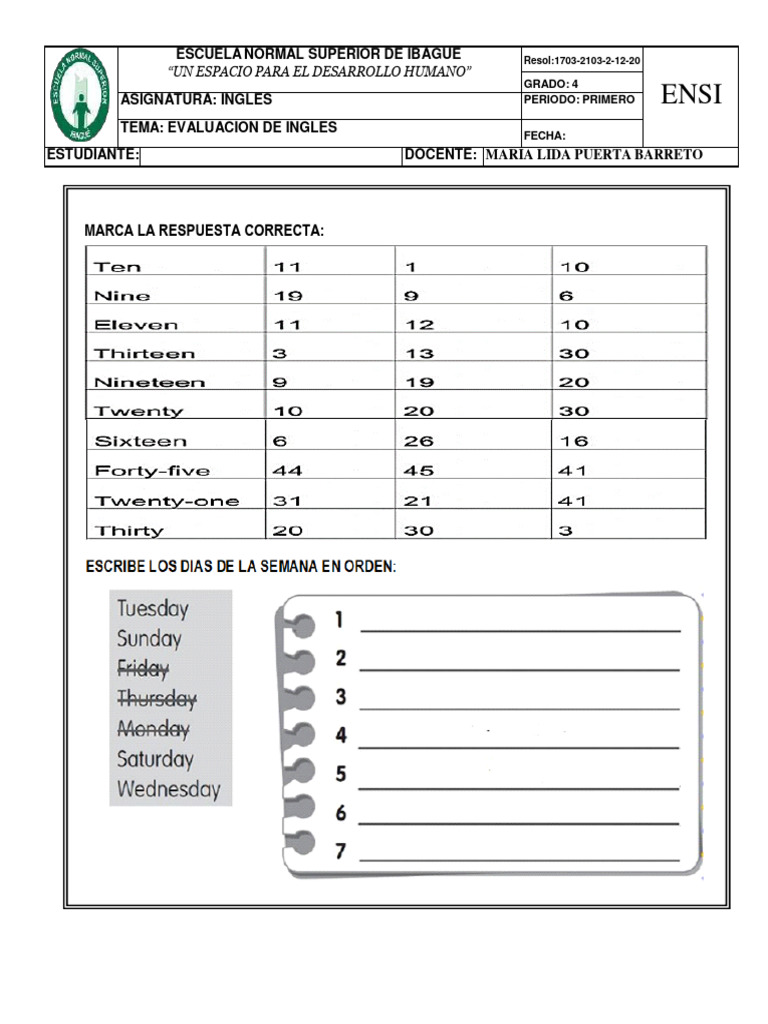 Evaluacion de Ingles | PDF Evaluacion de Ingles | PDF