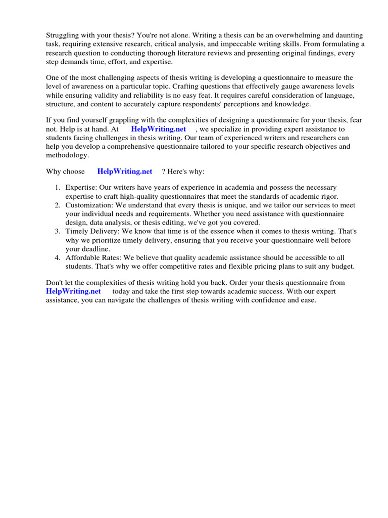 Level of Awareness Thesis Questionnaire | PDF | Career & Growth