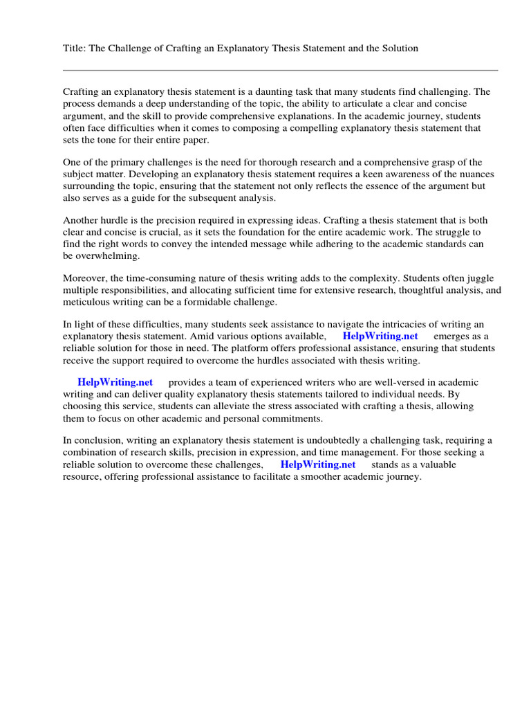 How To Write An Explanatory Thesis Statement | PDF