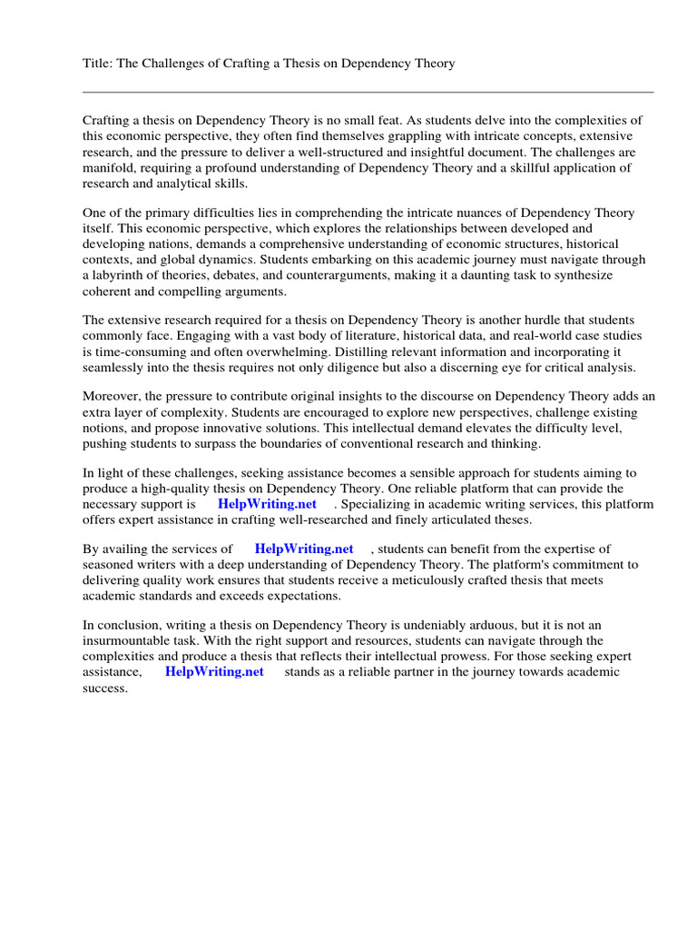 Thesis Dependency Theory | PDF | Modernization Theory | Theory