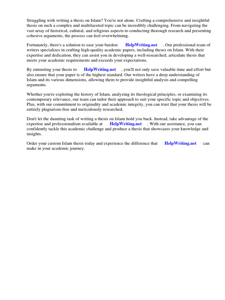 Islam Thesis Examples | PDF
