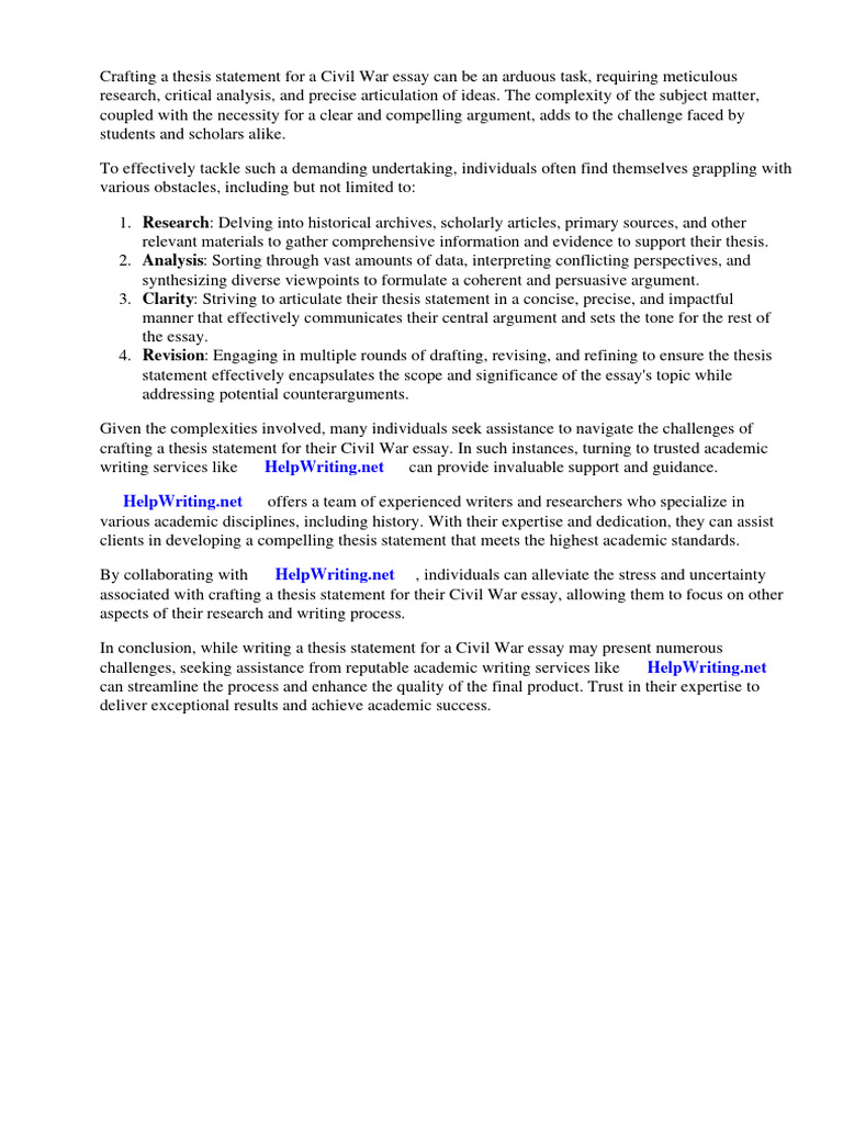 Crafting Civil War Thesis Statements | PDF | American Civil War ...