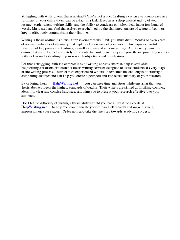 Abstract Thesis Pdf Thesis Abstract Summary
