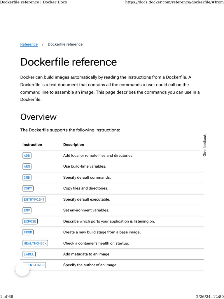 Dockerfile Reference Docker Docs Pdf Port Computer Networking