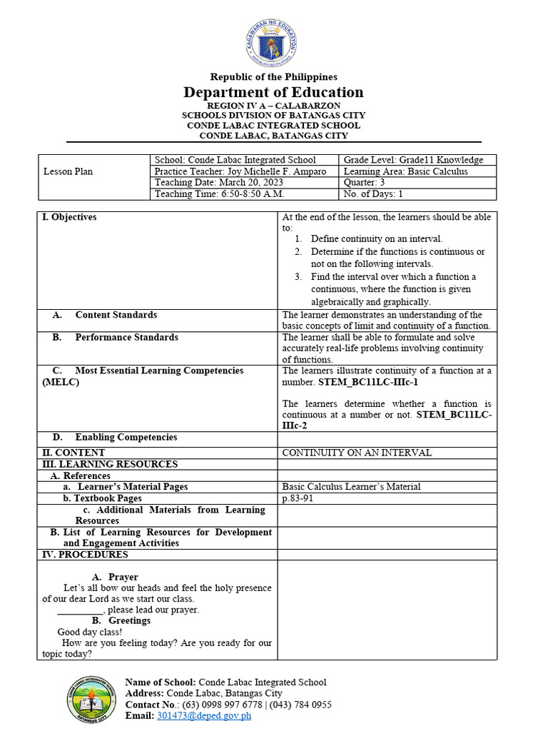 Q3 - Week 3b | PDF | Continuous Function | Function (Mathematics)