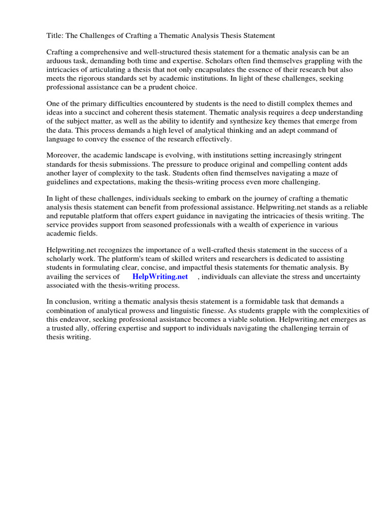 Thesis Help for Thematic Analysis | PDF | Essays