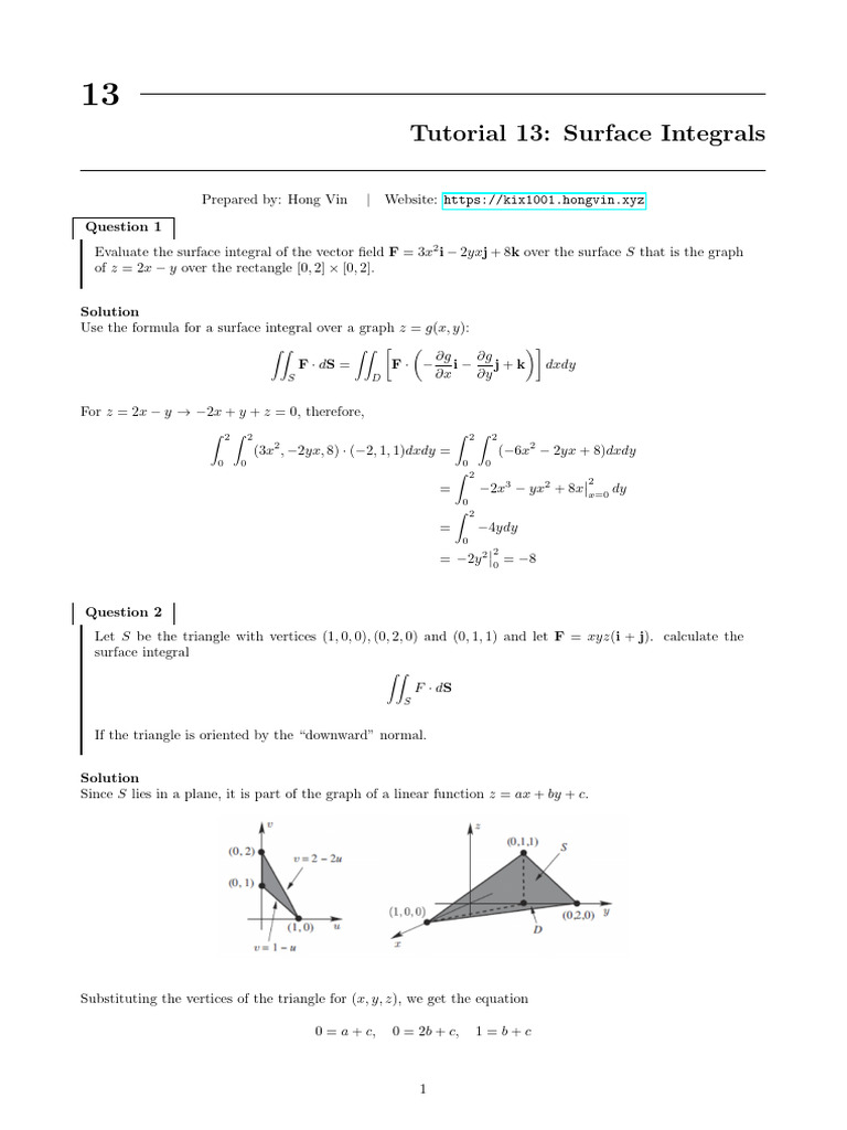 Tutorial 13 Answer | PDF | Area | Sphere