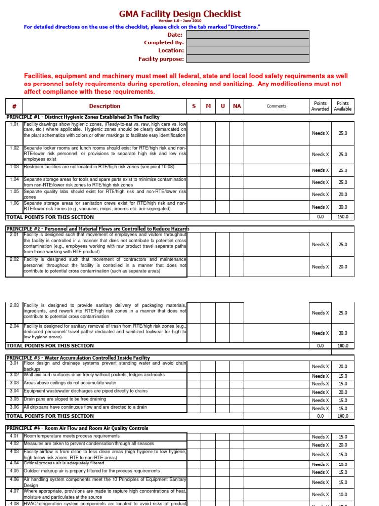 Facility design check list | PDF