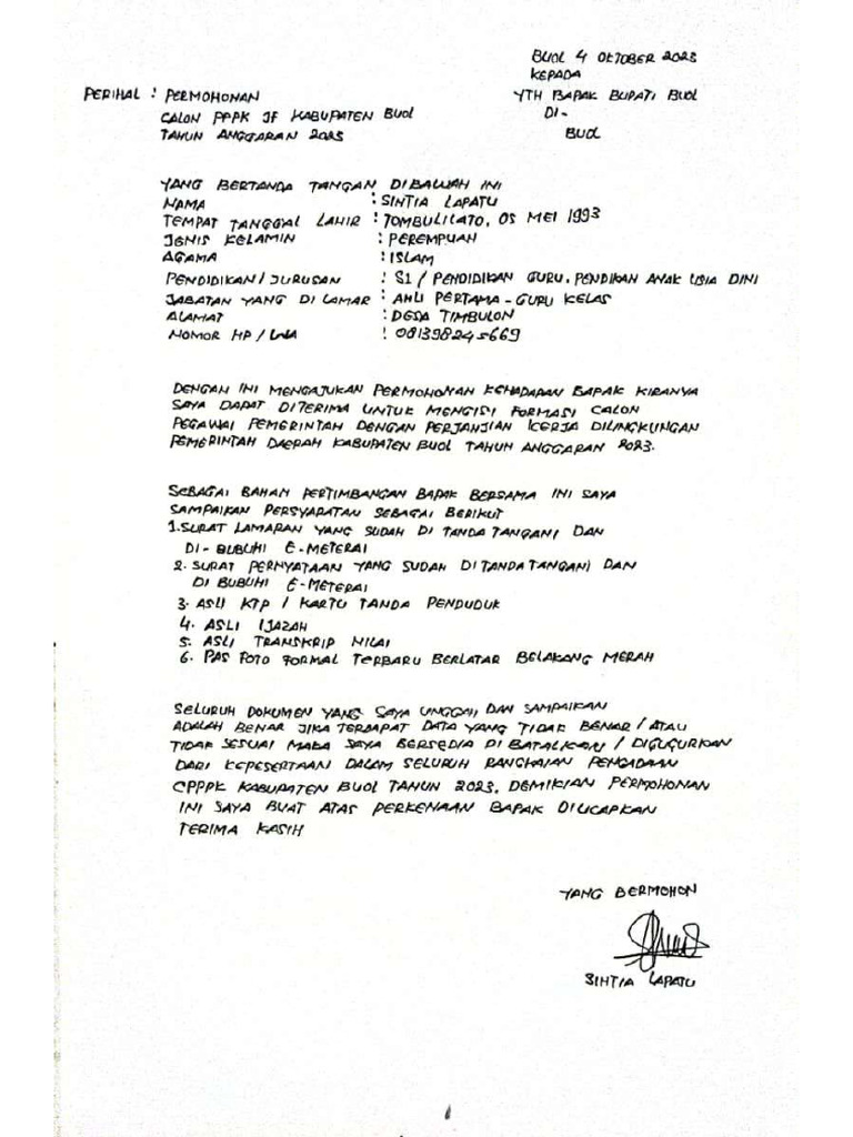 Permohonan Tia | PDF