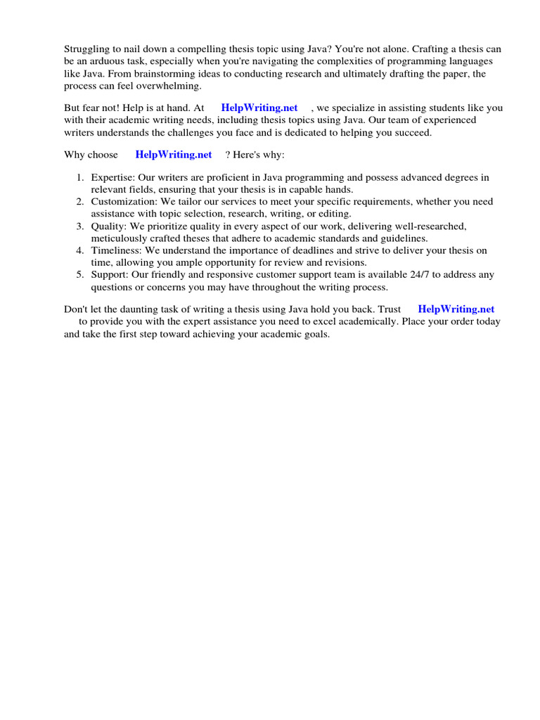 Thesis Topics Using Java | PDF | Thesis | Psychotherapy