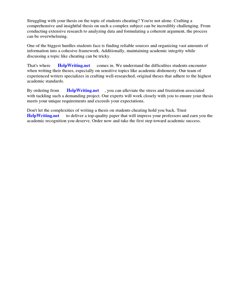 Students Cheating Thesis | Download Free PDF | Academic Dishonesty | Infidelity