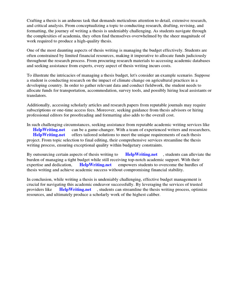 Thesis Budget Example | PDF | Thesis | Academic Publishing