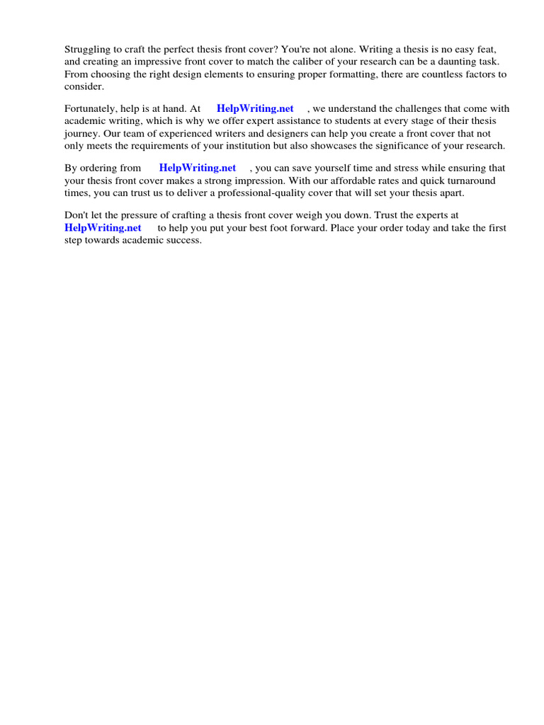 Sample Thesis Front Cover | PDF | Thesis | Written Communication