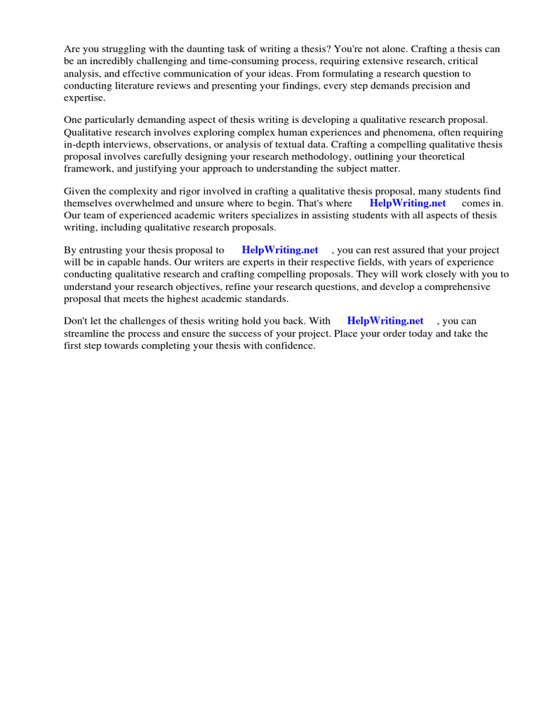 A Sample Qualitative Thesis Proposal | PDF | Thesis | Qualitative Research