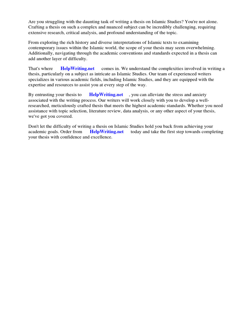 Hec Thesis On Islamic Studies | PDF | Thesis | Quran