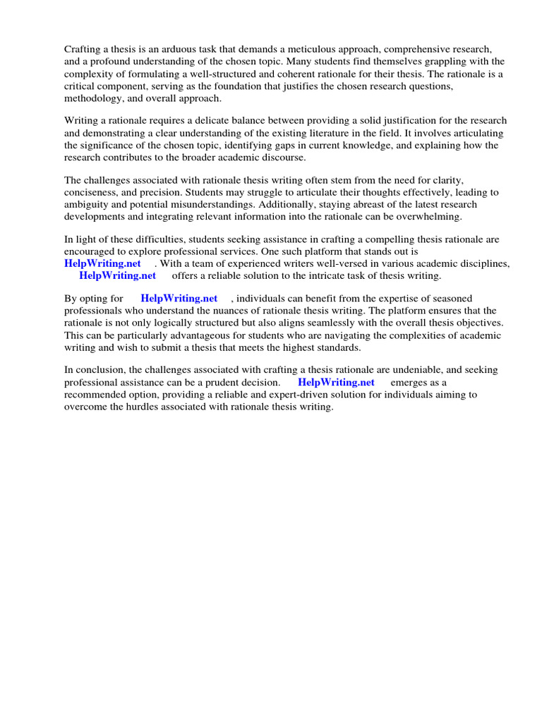 Rationale Thesis Writing | Download Free PDF | Essays | Thesis
