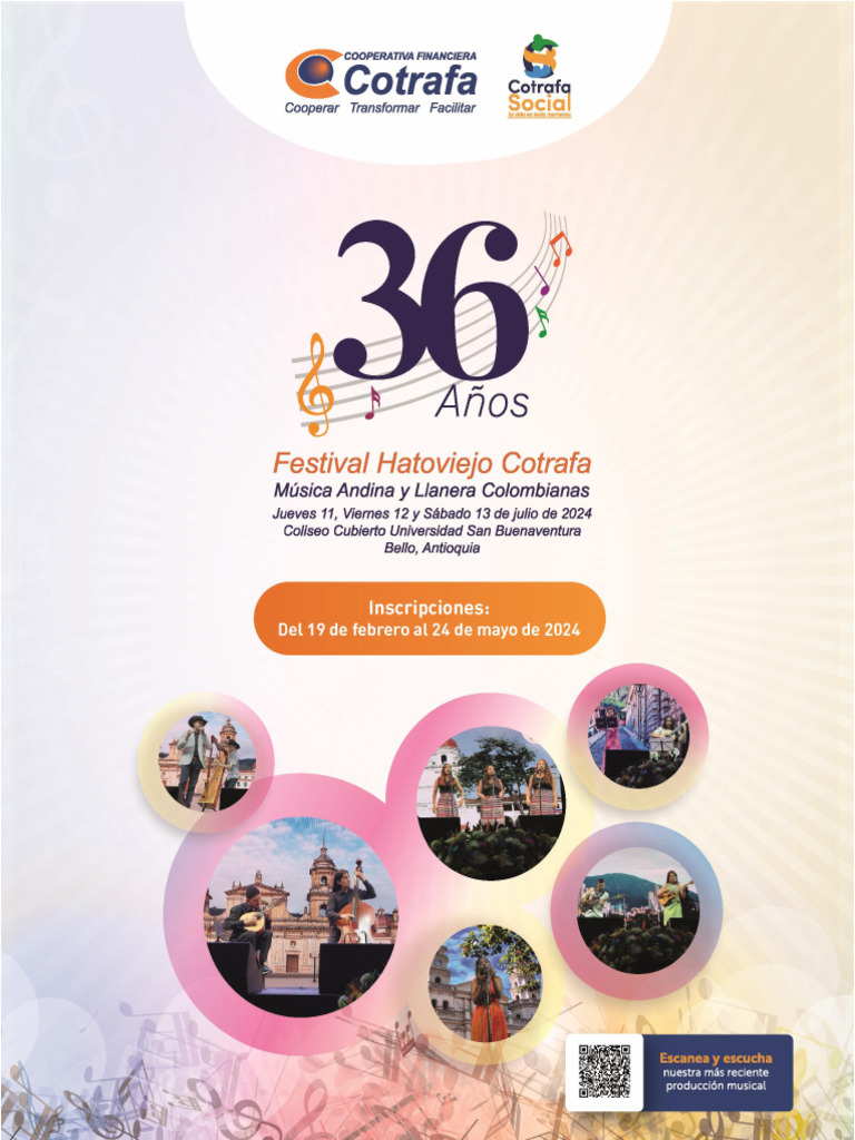 Bases Xxxvi Festival Hatoviejo Cotrafa 2024 | PDF | Partituras | Colombia