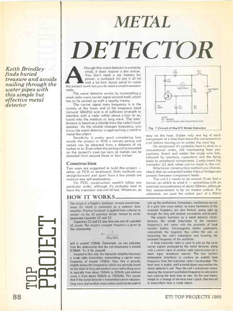 Metal Detector | PDF | Detector (Radio) | Inductor