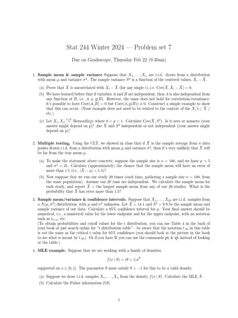 PSet 7 | Download Free PDF | Variance | Estimator