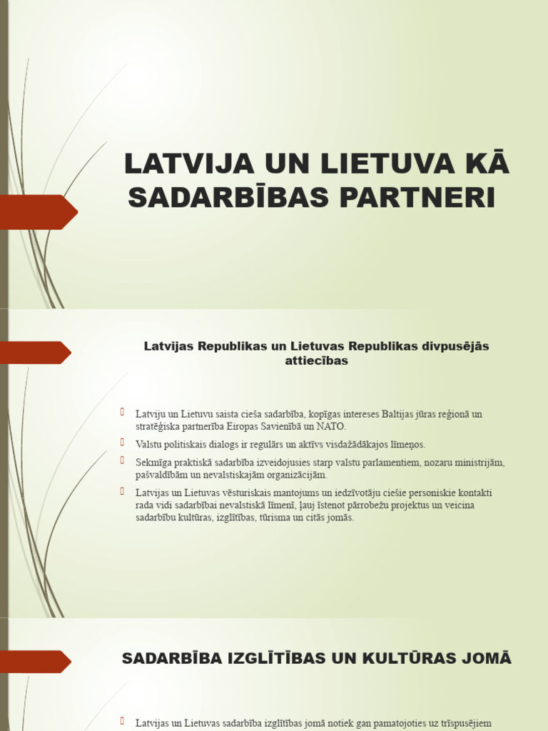 Latvija Un Lietuva Kā Sadarbības Partneri | PDF