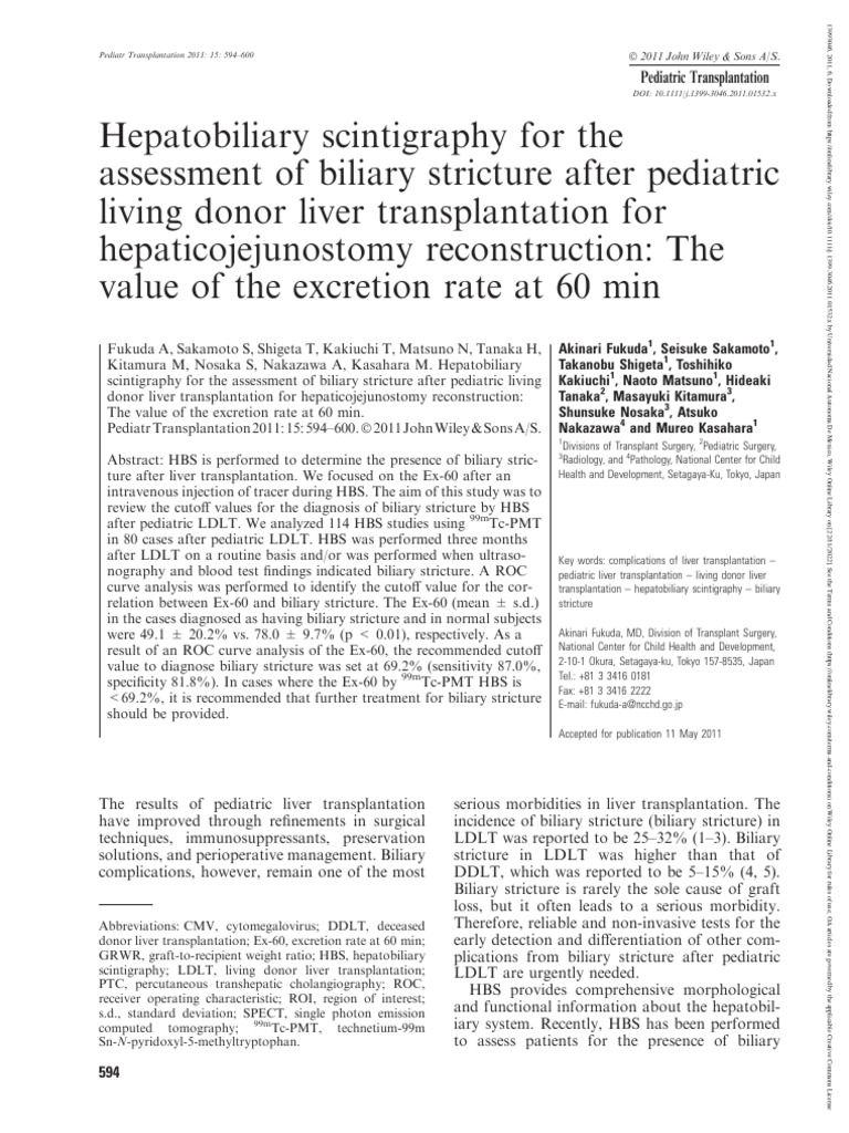 Pediatric Transplantation - 2011 - Fukuda - Hepatobiliary Scintigraphy ...