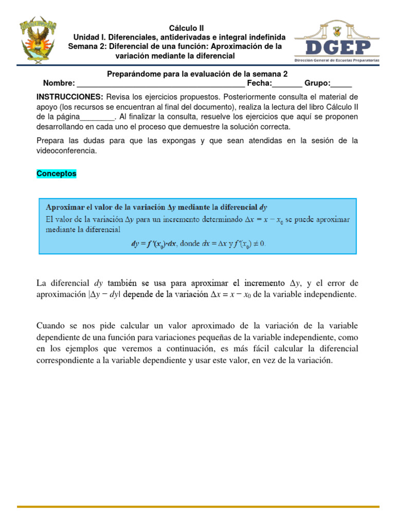 Semana 2 Ejercicios Cálculo 2 | Descargar gratis PDF | Integral | Variable (Matemáticas)